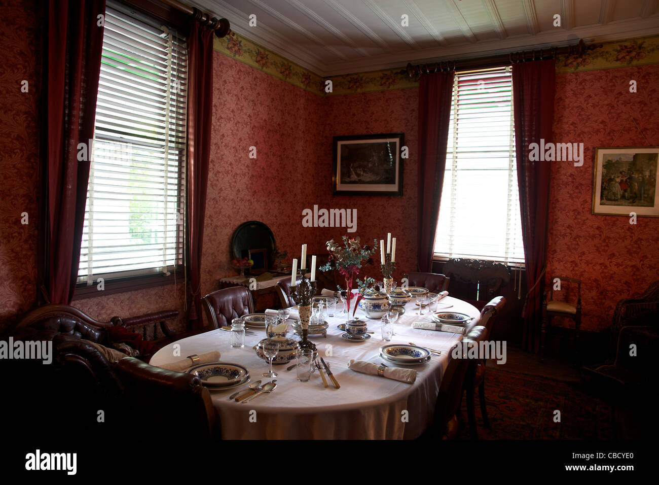 The dining room at Alberton Historic House. Auckland. A Timber mansion ...