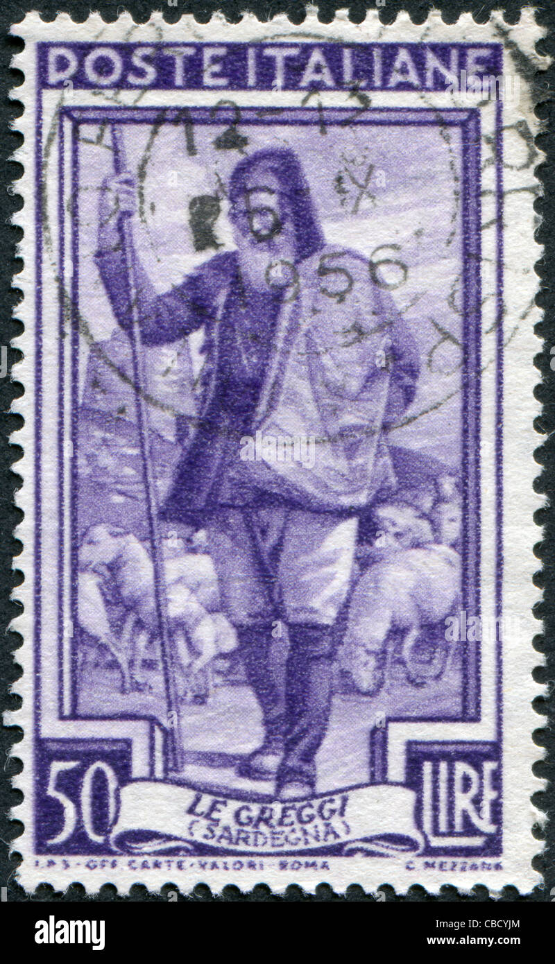 ITALY - CIRCA 1950: A stamp printed in Italy, shows the Shepherd and ...
