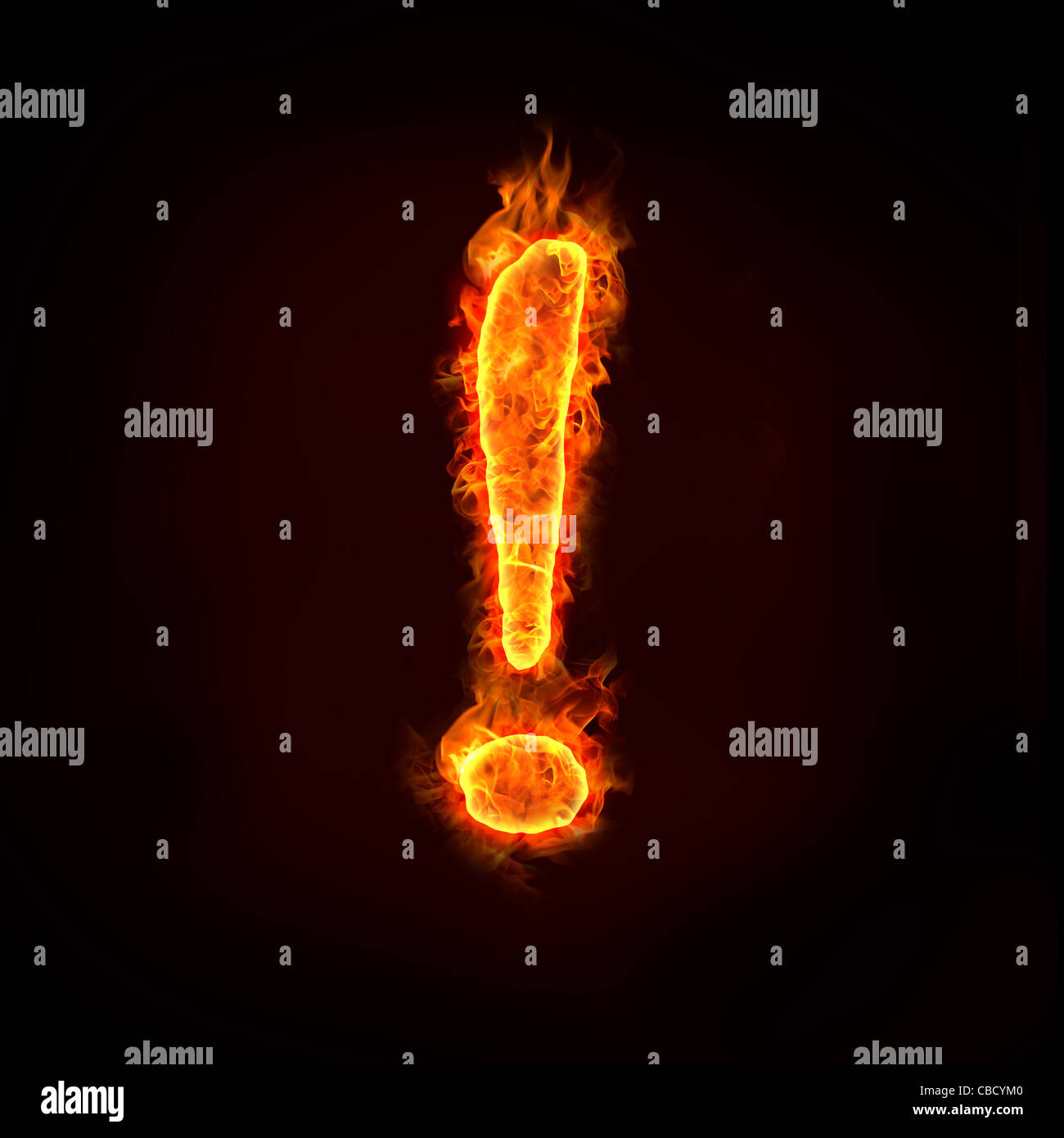 exclamation sign in flame, for attentions concept Stock Photo - Alamy