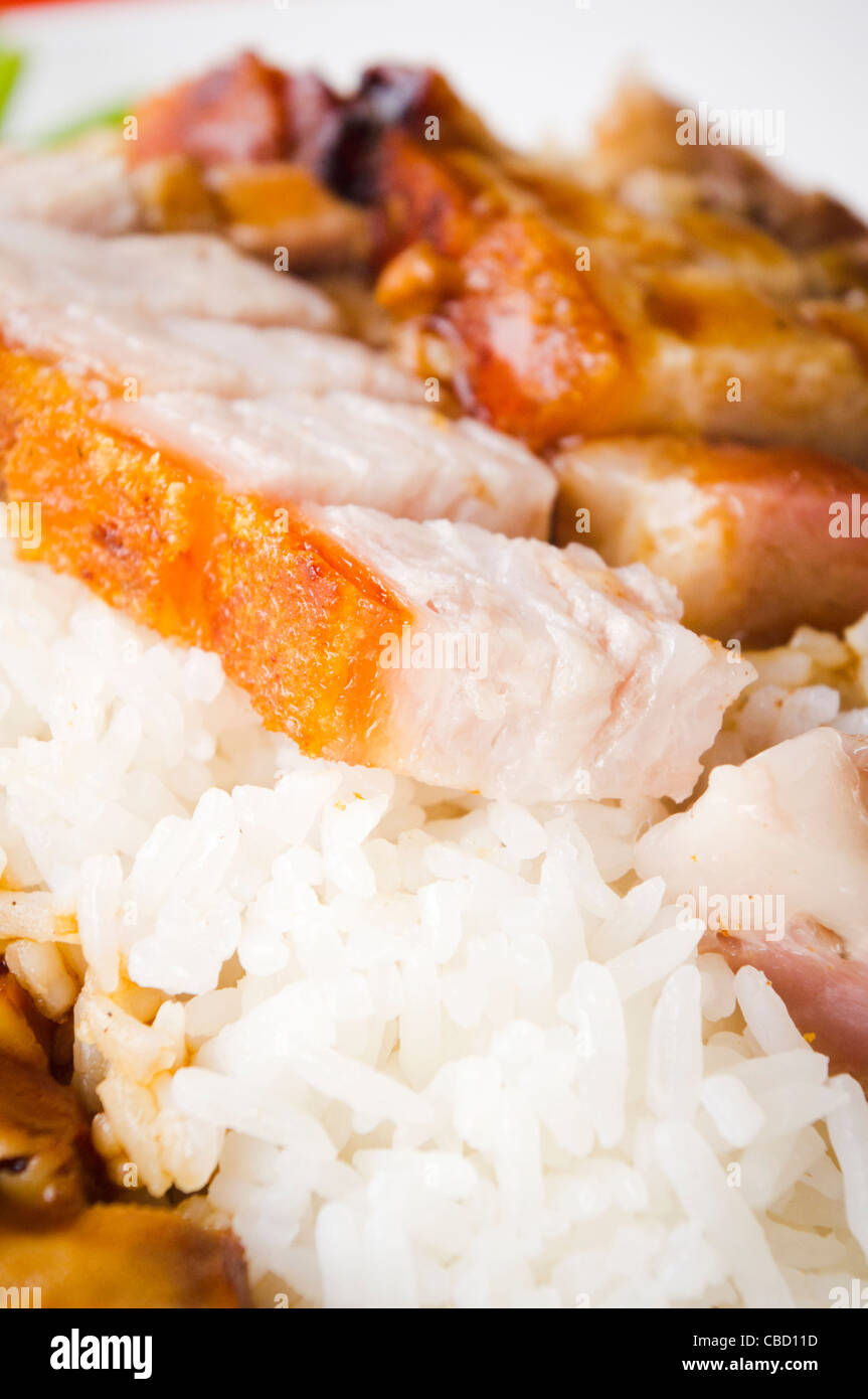 chinese, hong kong style roasted pork with rice, popular in asian ...
