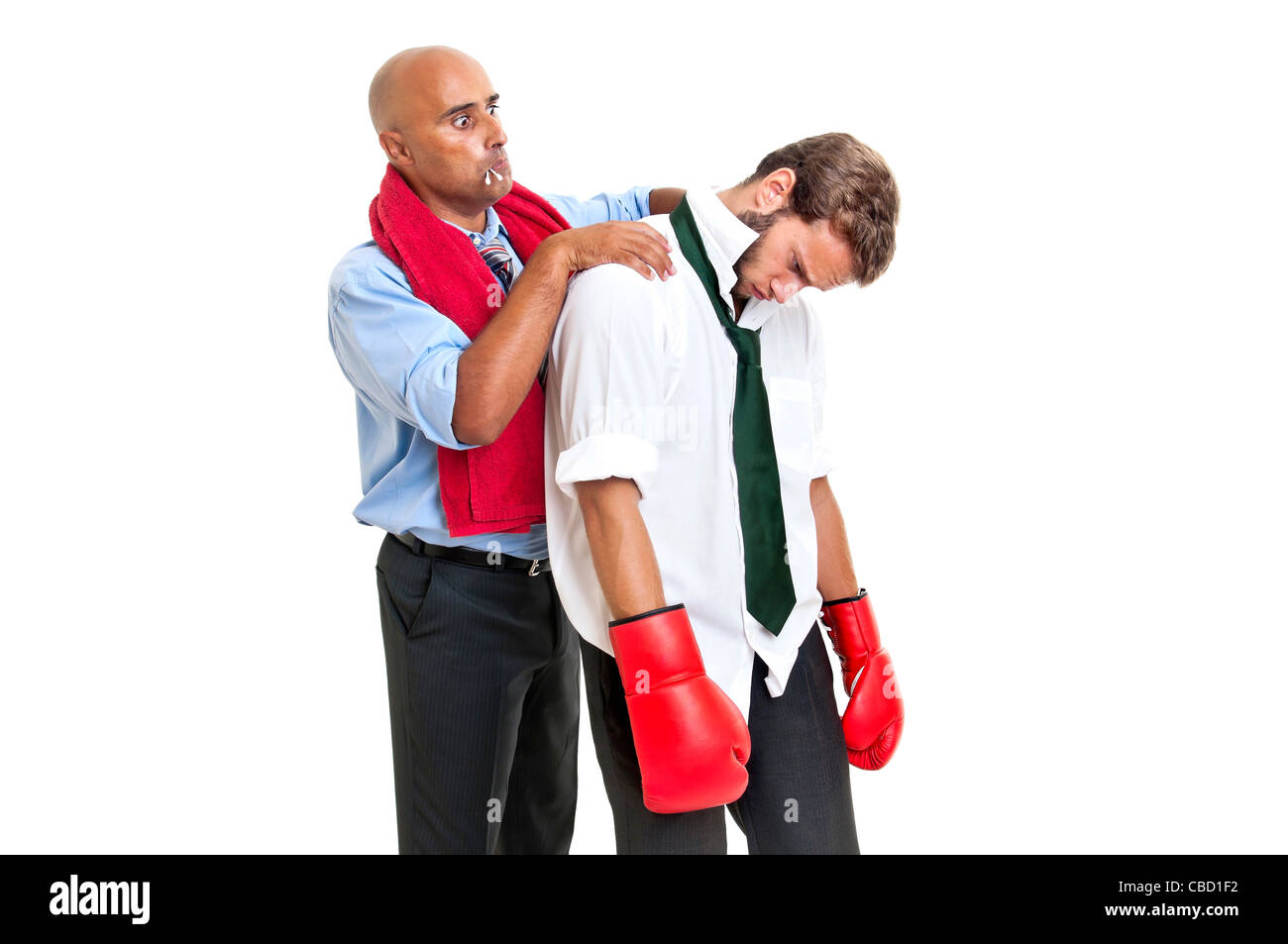 Businessman being prepared for battle Stock Photo - Alamy