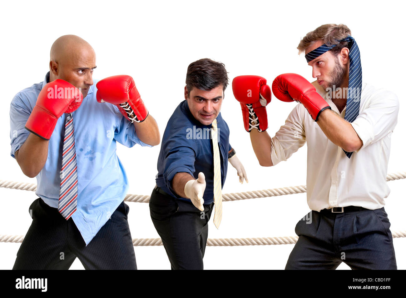 Businessmen boxing isolated in white Stock Photo - Alamy