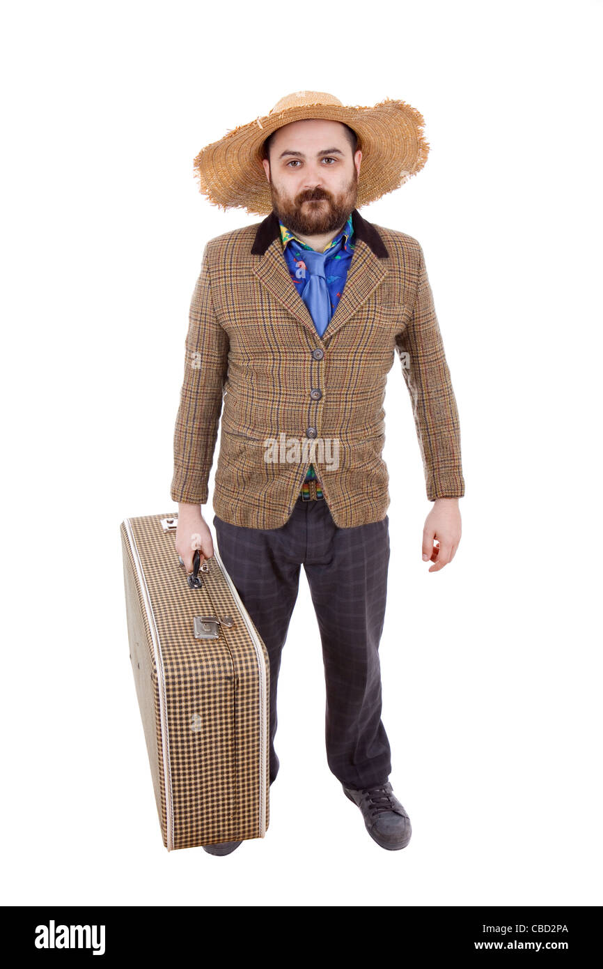 young silly man traveler, full body, isolated Stock Photo - Alamy