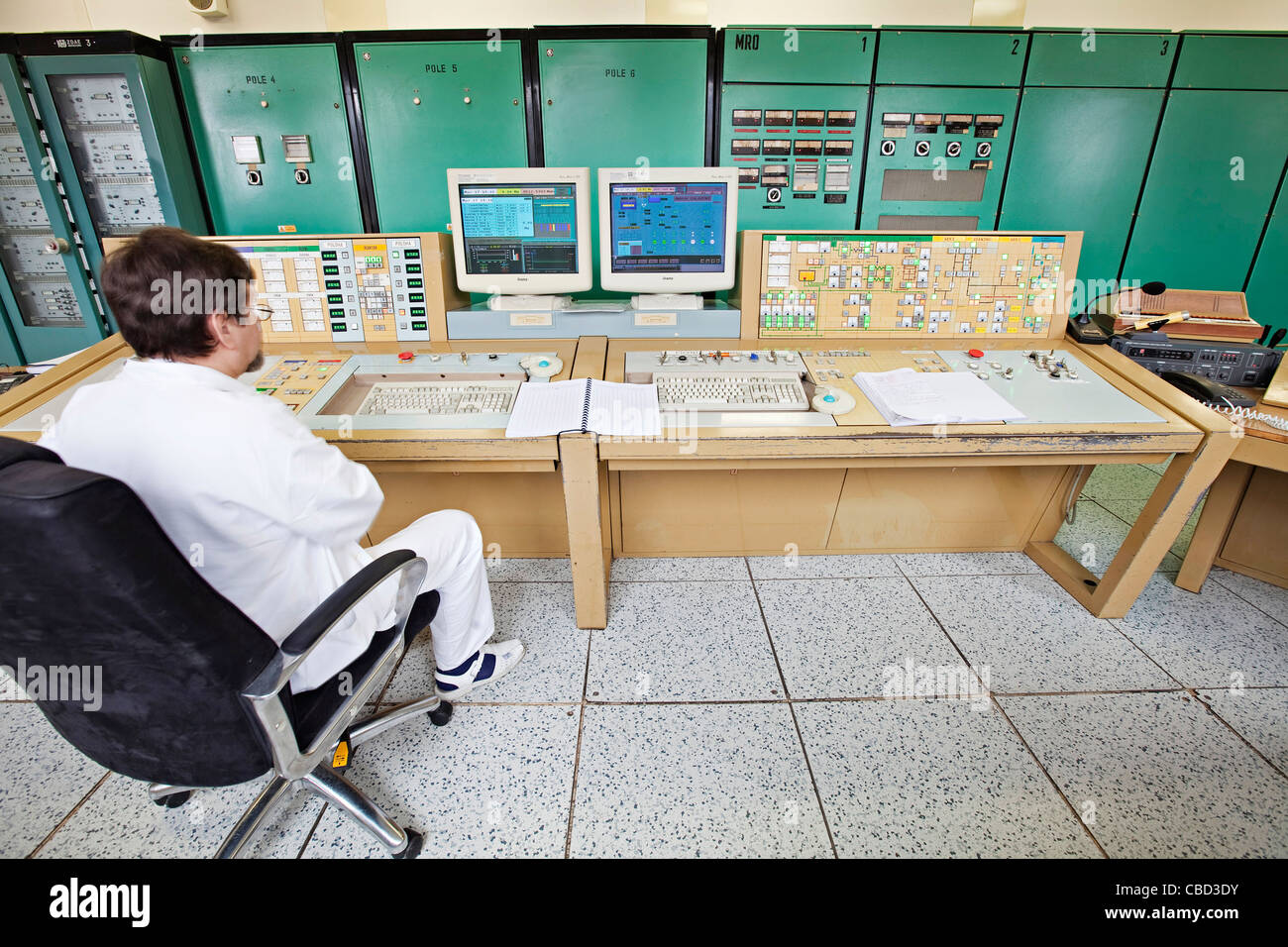 Nuclear reactor LVR-15, central control station of reactor LVR-15 ...