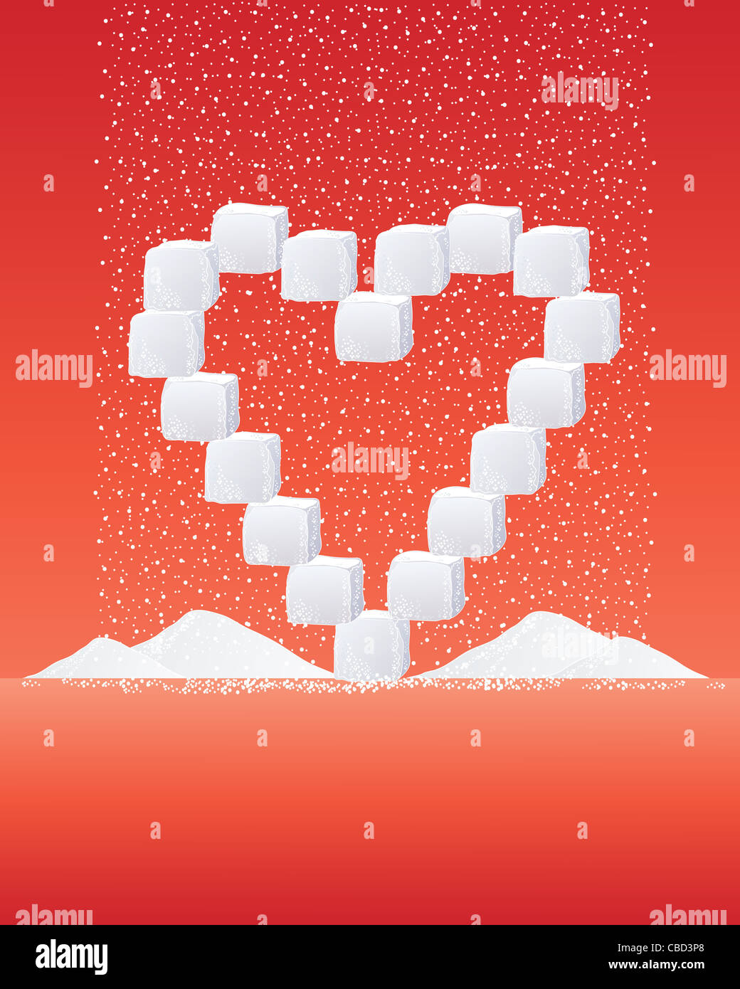 an illustration of a heart shape made up of sugar cubes and granules ...