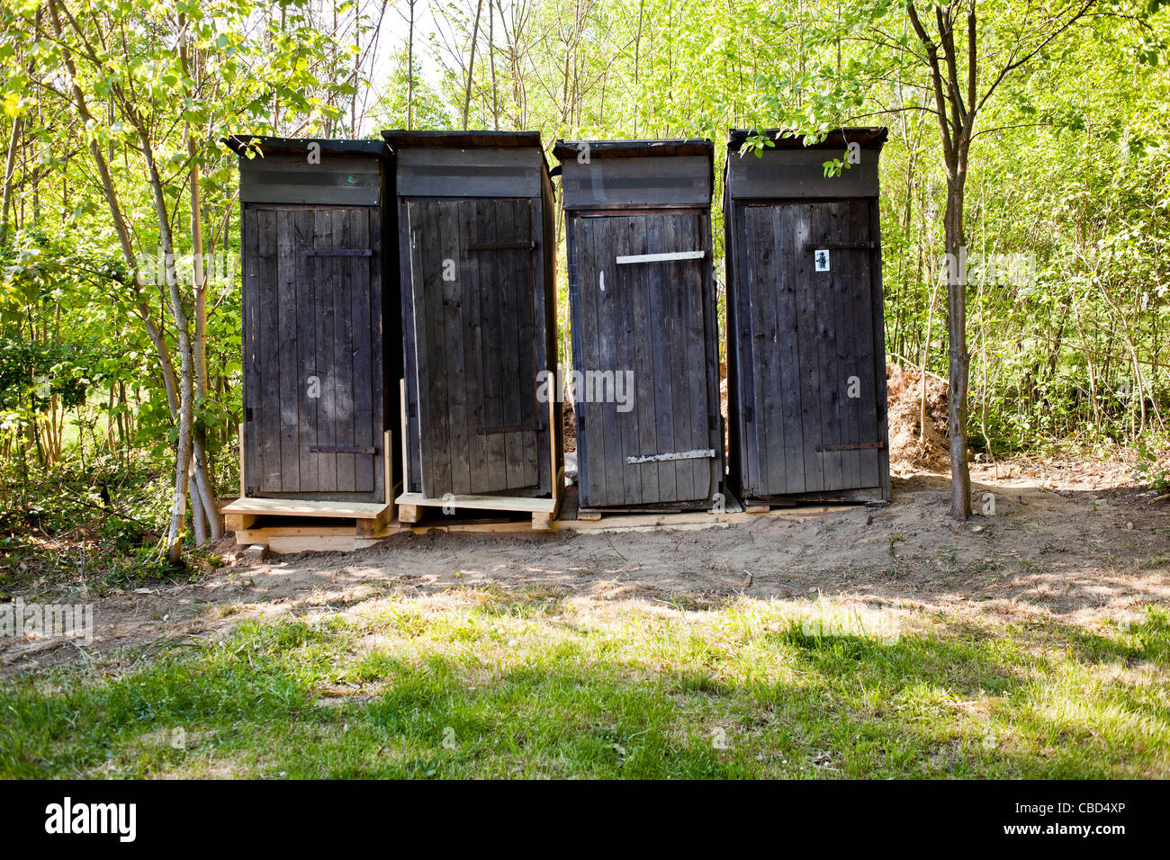 Primitive outdoor toilets without running water, latrine, WC. (CTK ...