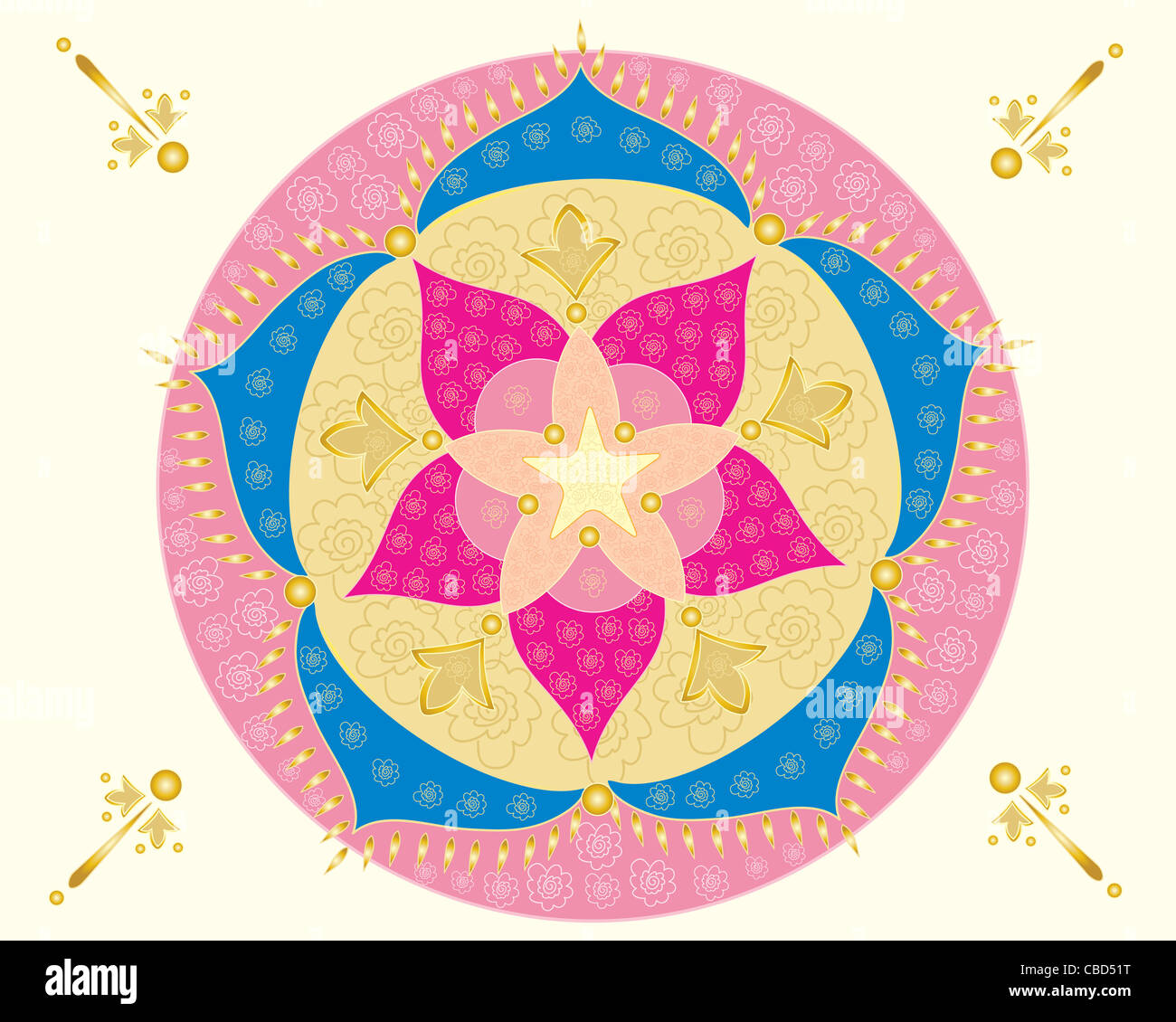 an illustration of a decorative pookalam on a cream background Stock ...