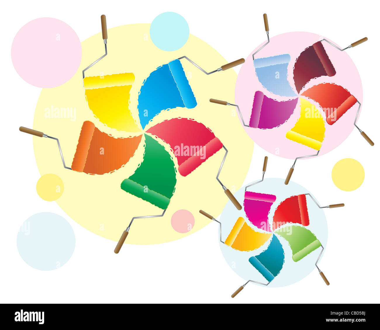 an illustration of colorful paint rollers in spiral design Stock Photo ...