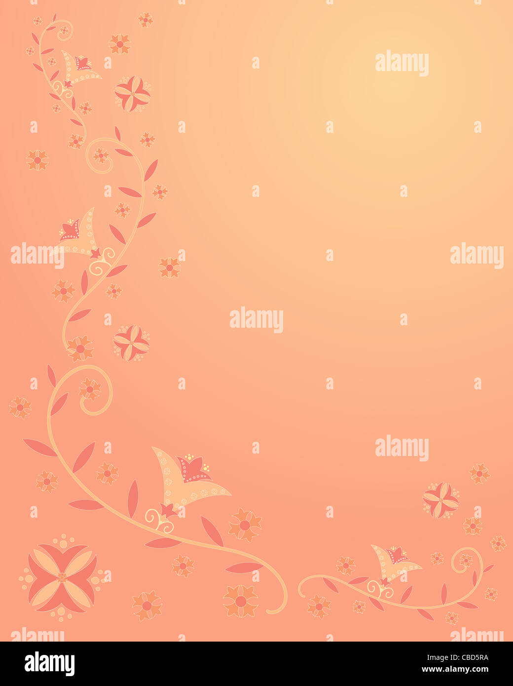 an illustration of a decorative flower design in shades of peach Stock ...