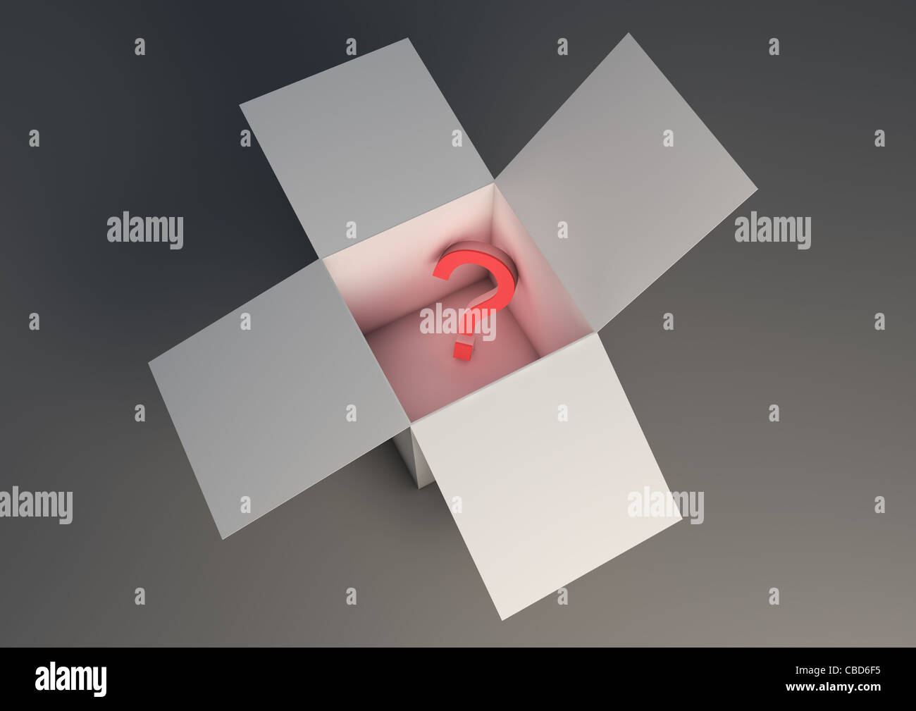 render of a box with a question mark Stock Photo - Alamy