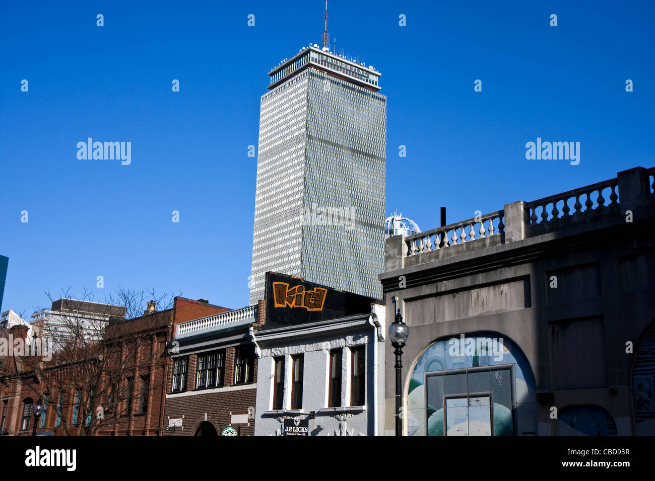 Boston's Prudential building and the architecture around at sunset ...