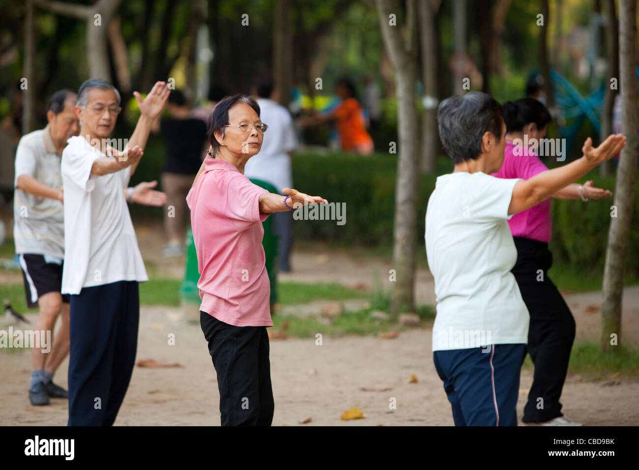 Public early morning Thai Chi exercise group Stock Photo - Alamy