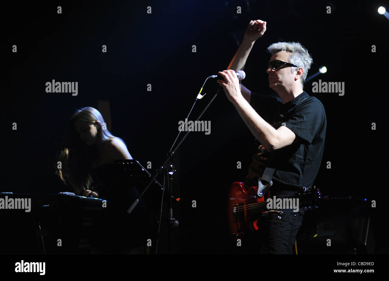 Petr Stepan from XIII. century band during the concert in Kbely, Prague ...
