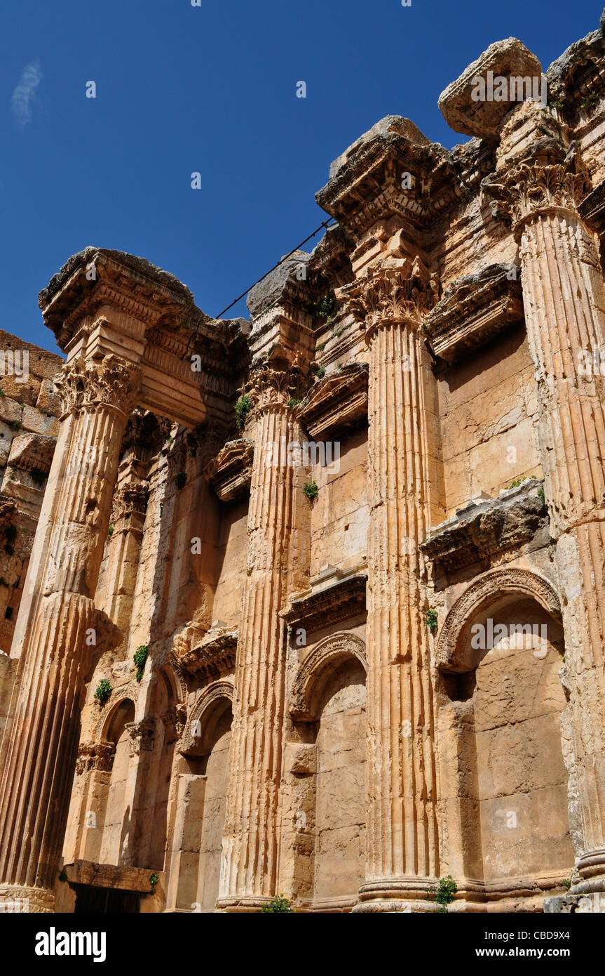 Baalbek temple of Jupiter with stone relief of gods, goddesses, vines ...