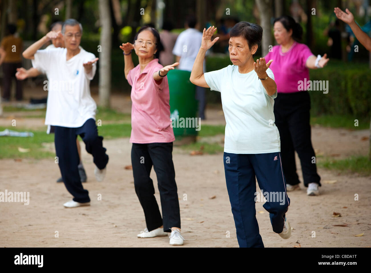 Public early morning Thai Chi exercise group Stock Photo - Alamy