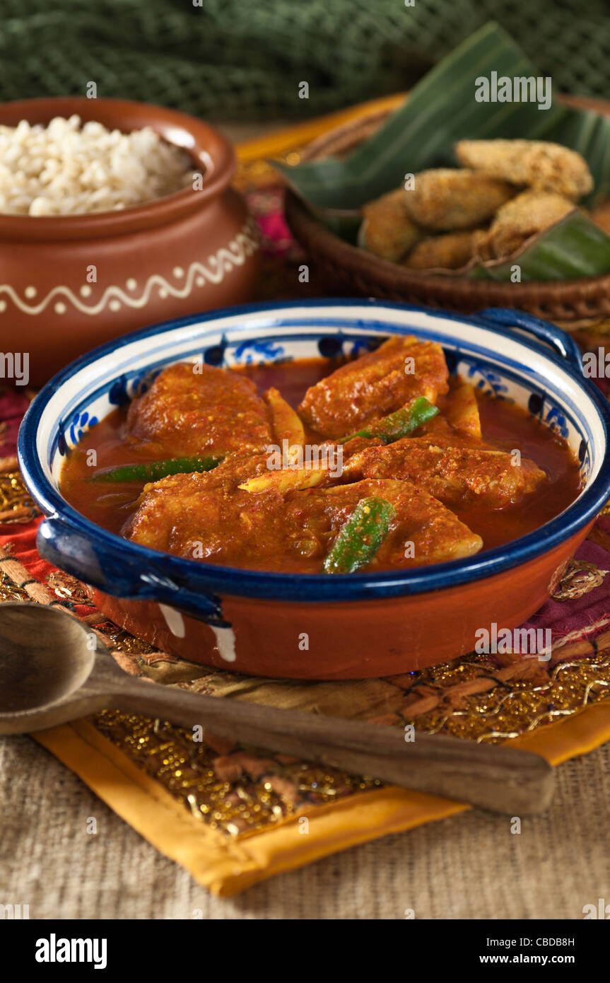 Goa fish curry and rawa fish fry India food Stock Photo - Alamy