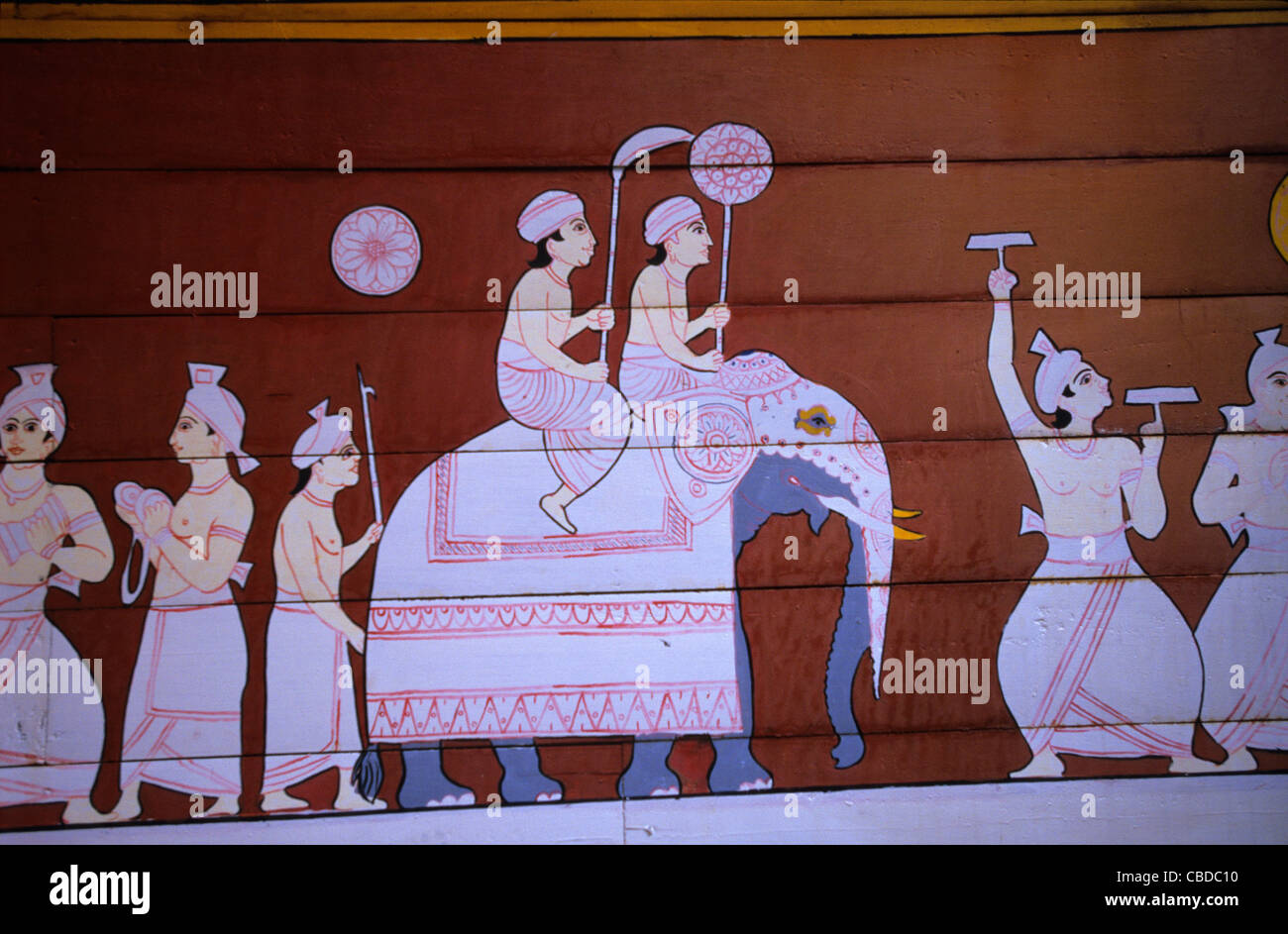 Drawing of Asian elephants Perahera parade, tooth temple, Kandy, Sri ...