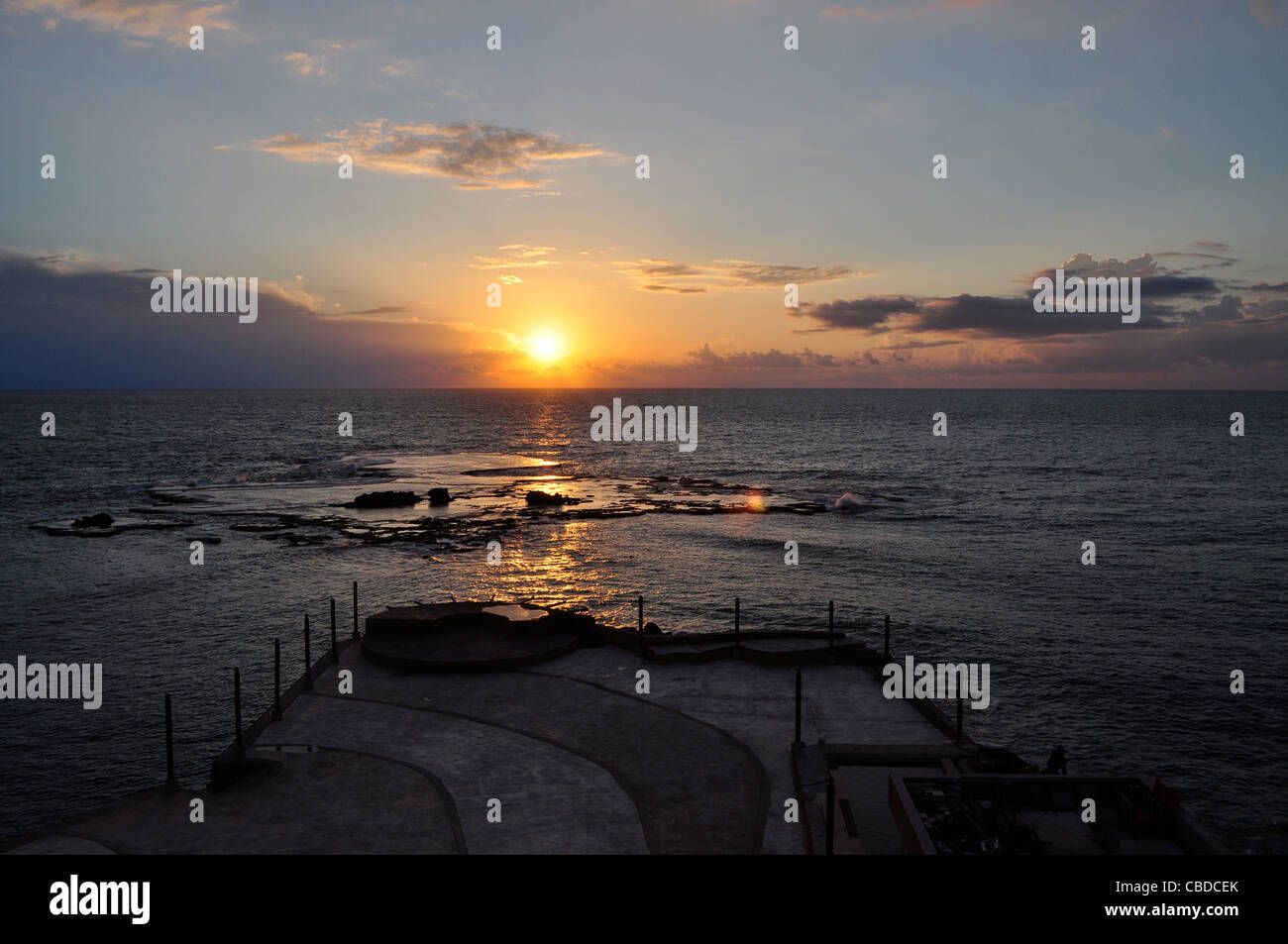 Sunset over Jbeil (Byblos) on Mediterranean, Lebanon. One of the oldest ...
