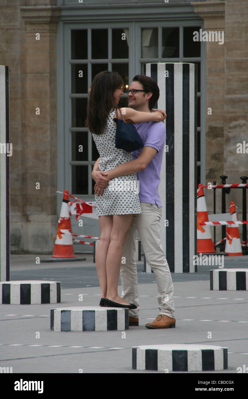courtyard with buren columns at the palais royal palace, paris france ...