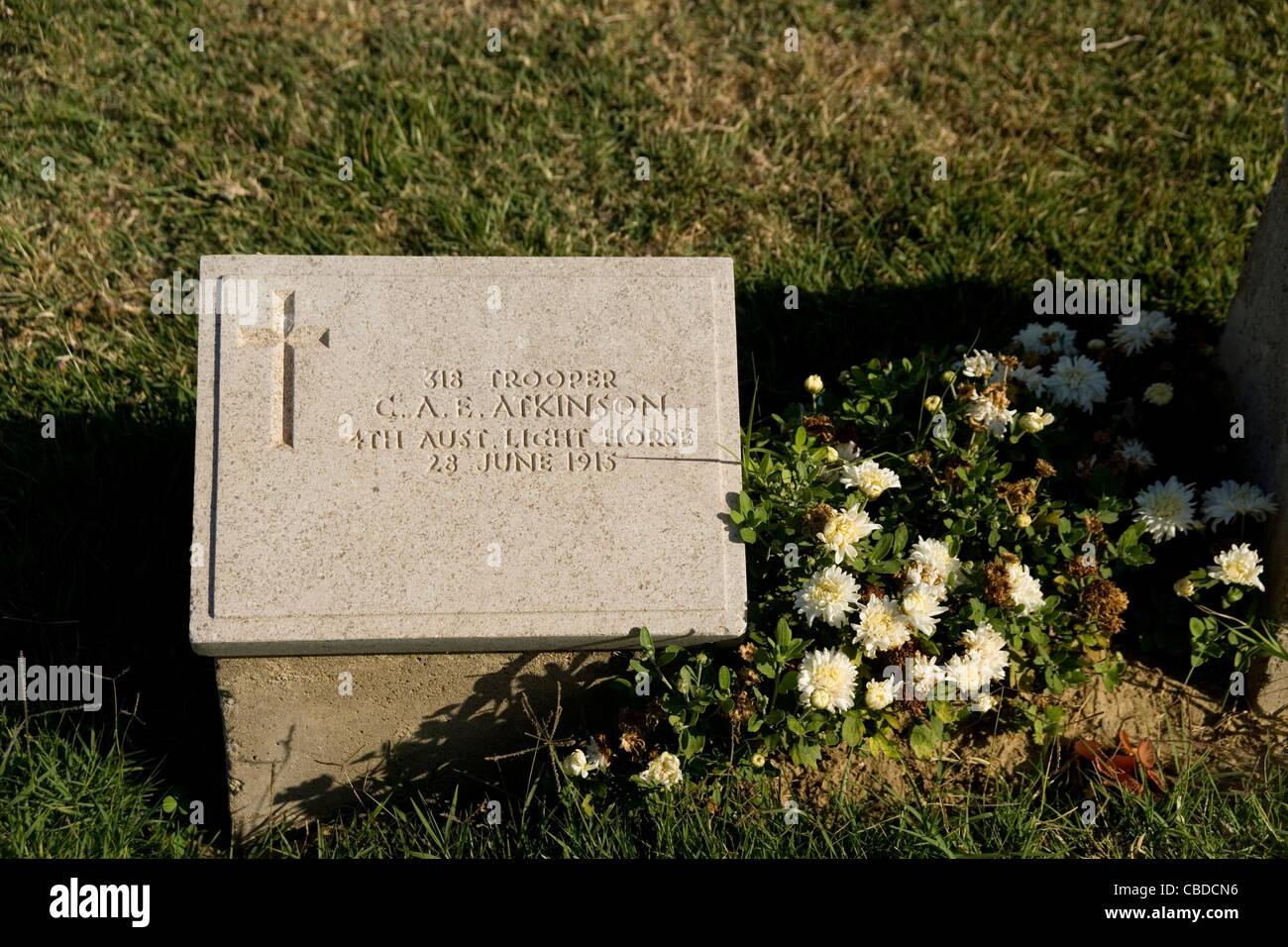 Grave at Beach Cemetery an Australian cemetery in the ANZAC area of ...