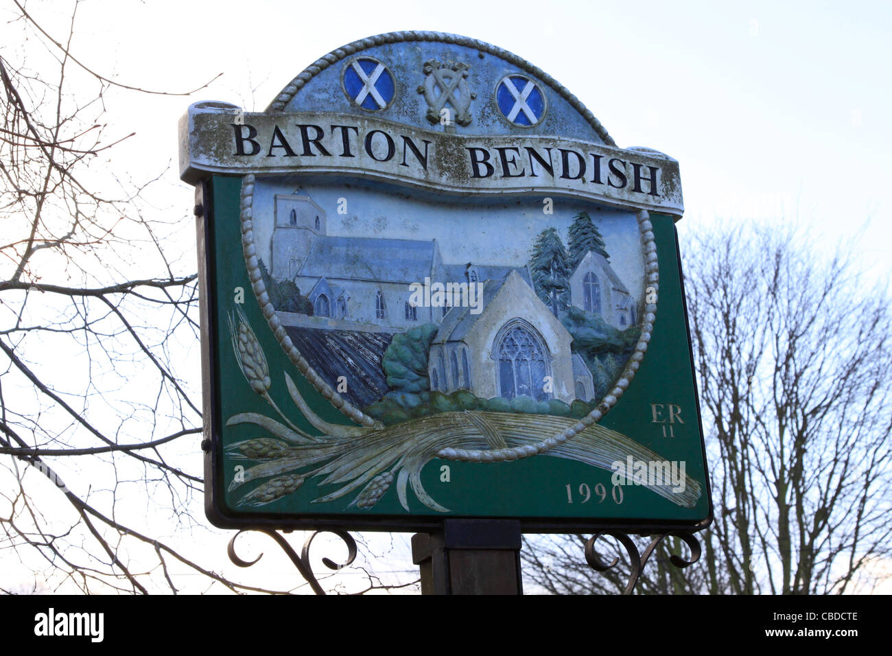 Village sign for Barton Bendish Norfolk UK Stock Photo - Alamy