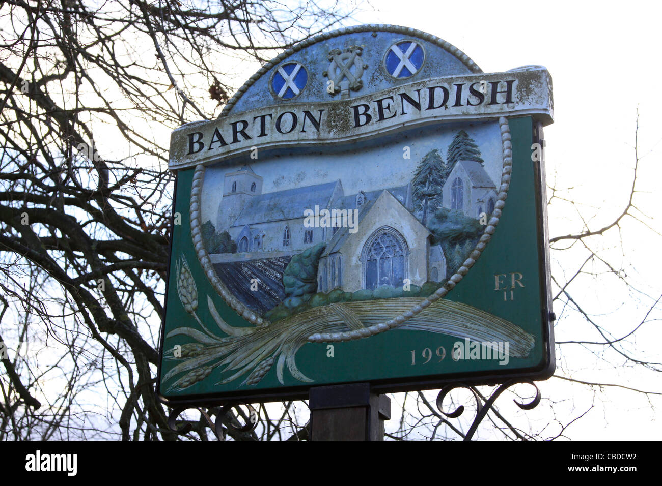 Village sign for Barton Bendish Norfolk UK Stock Photo - Alamy