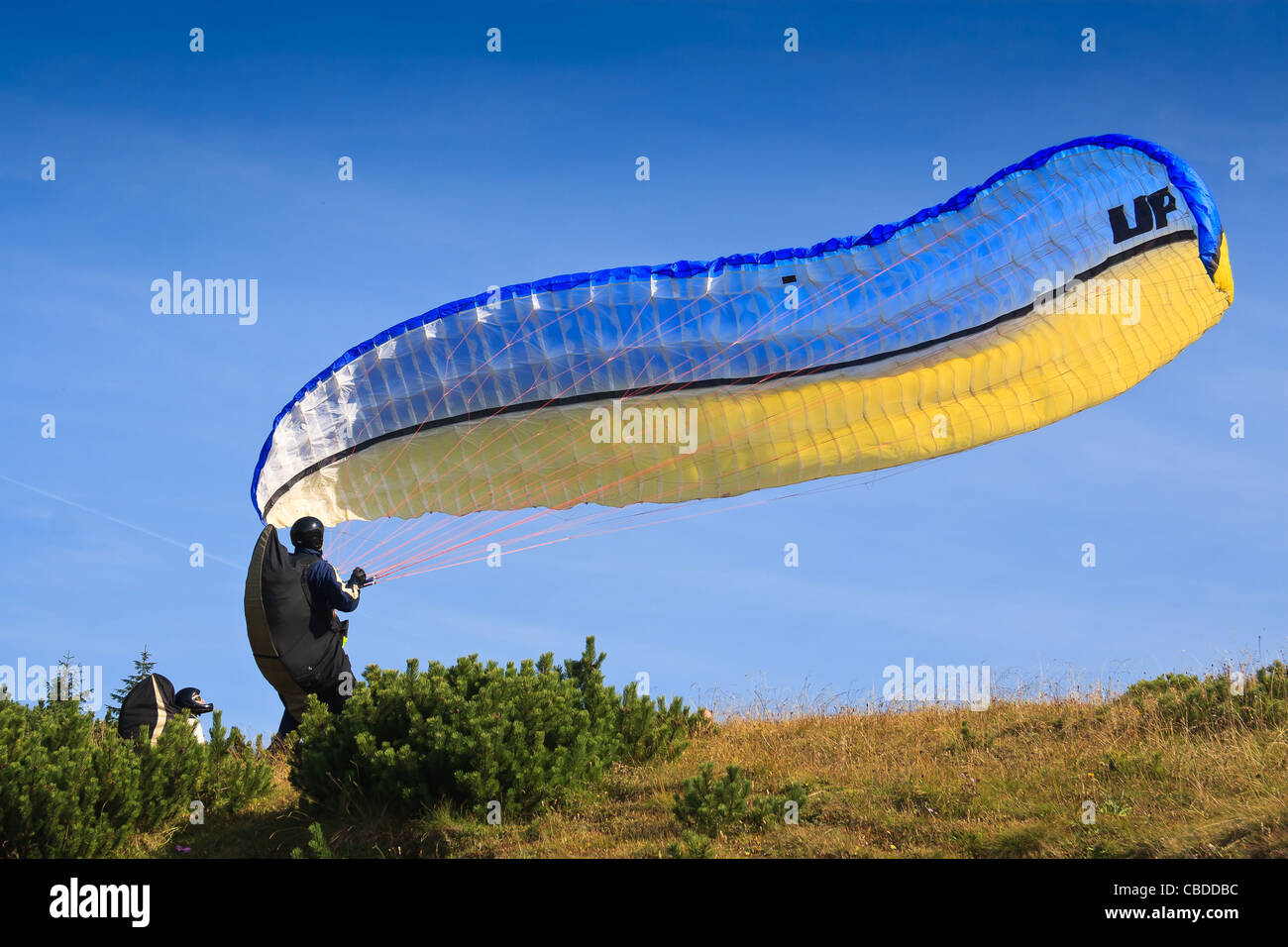 Paraglider take-off in Tatra mountains, Poland Stock Photo - Alamy