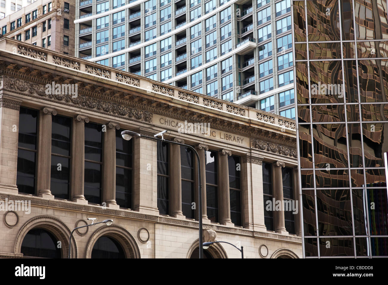 The Chicago Cultural Center and surrounding skyscrapers. Once the main ...