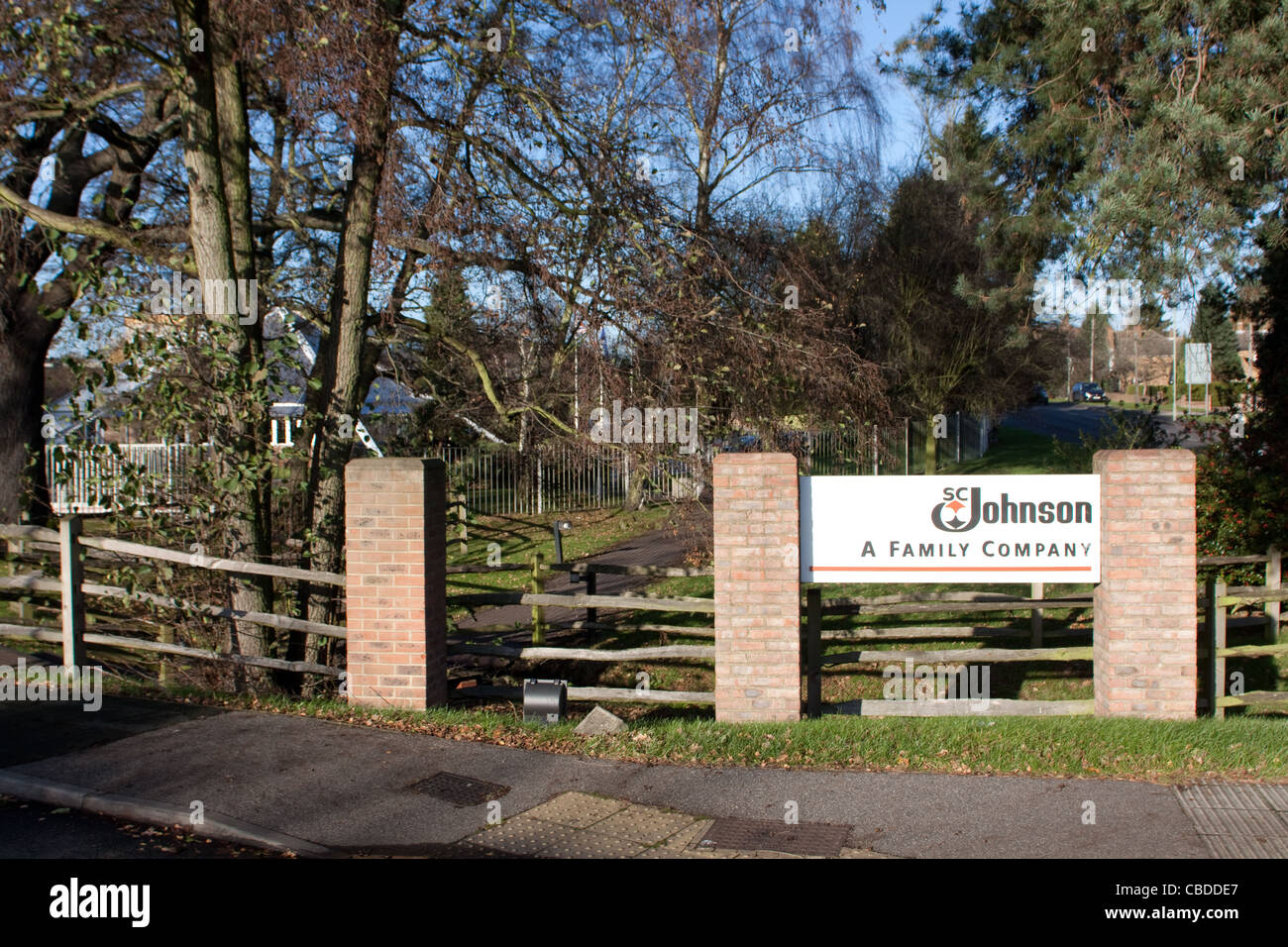 SC Johnson sign at their Frimley Green 66 acre factory Stock Photo - Alamy