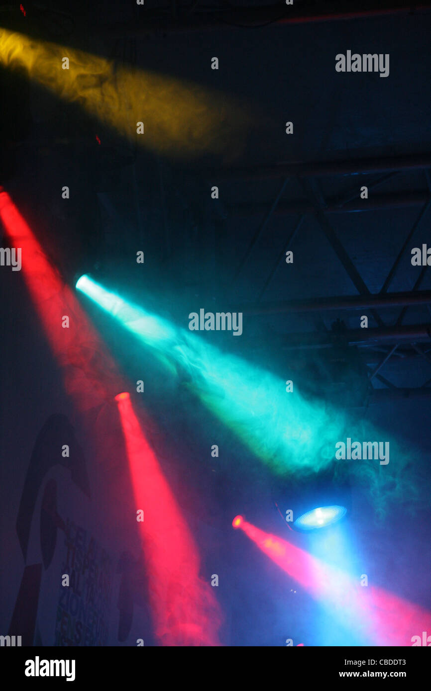 music gig concert lights and fog mist effect at night Stock Photo - Alamy