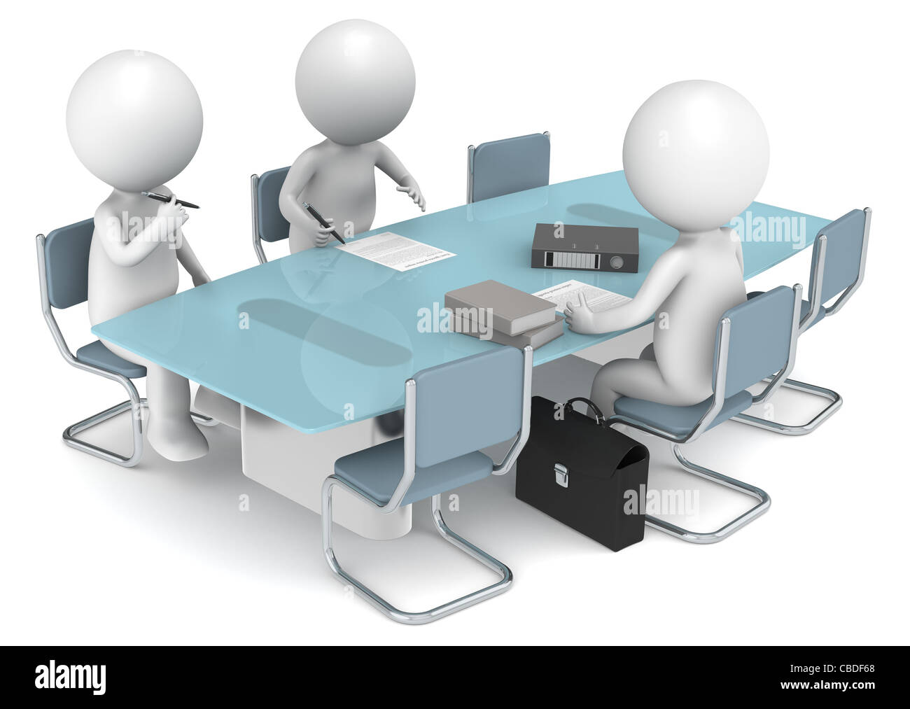 3D little human characters X3 signing papers. Business People series ...