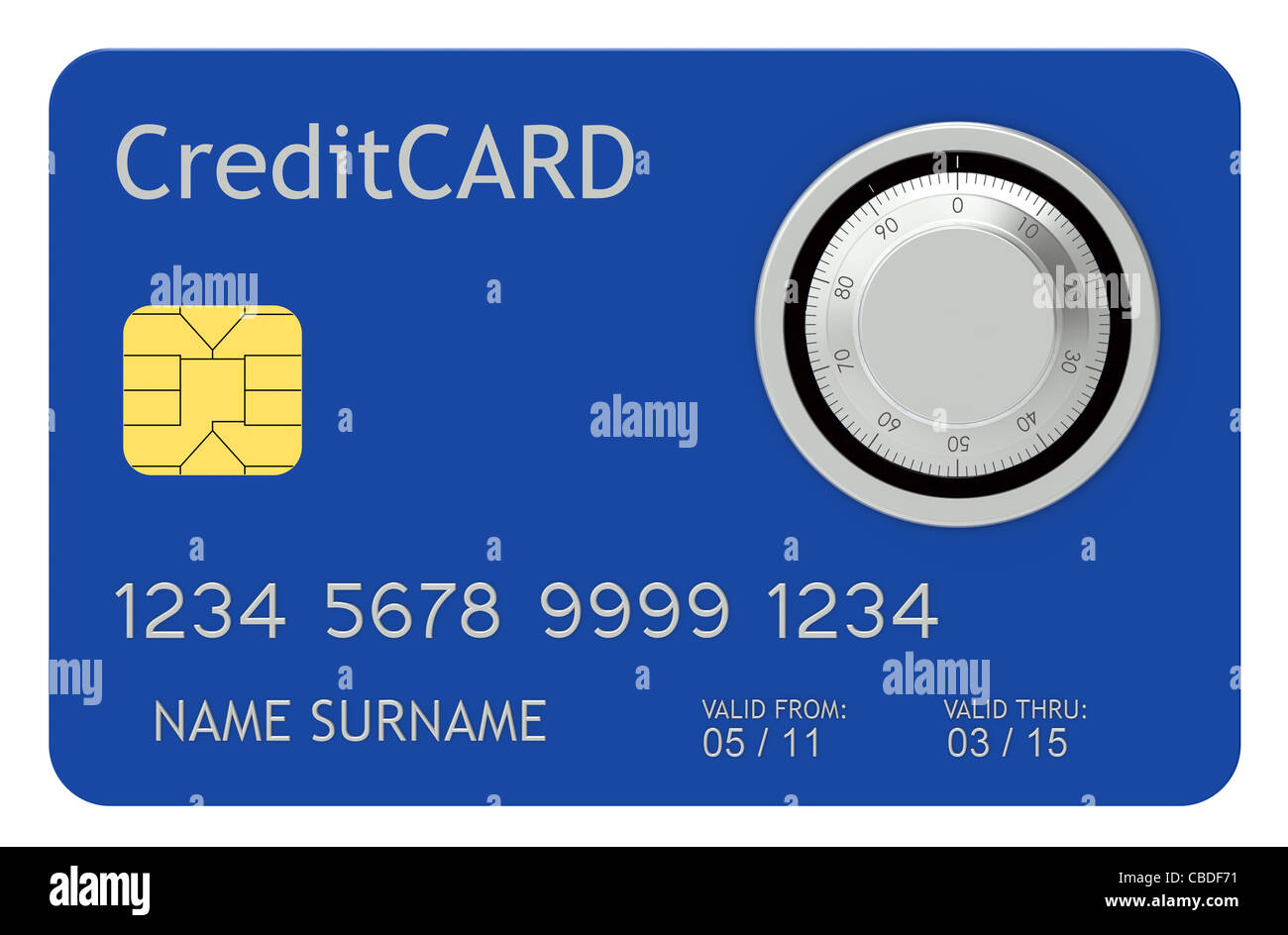 Blue Credit Card with combination lock Stock Photo - Alamy