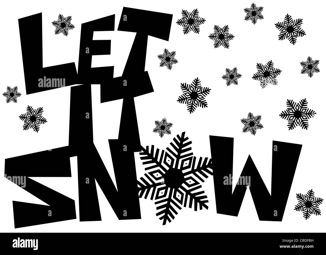 Let It Snow Freehand Drawn Text with Snowflake Clipart Isolated on ...