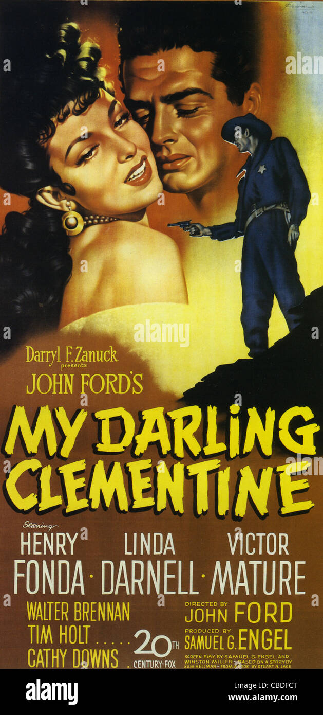 MY DARLING CLEMENTINE Poster for 1946 TCF film with Henry Fonda, Linda ...