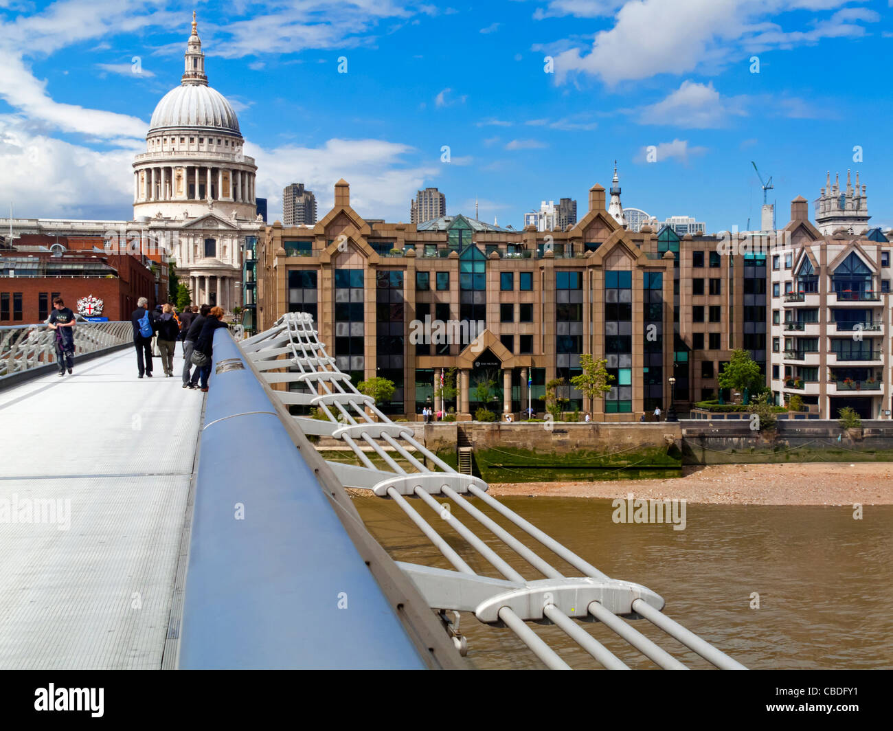 The Millennium Footbridge steel suspension bridge for pedestrians over ...