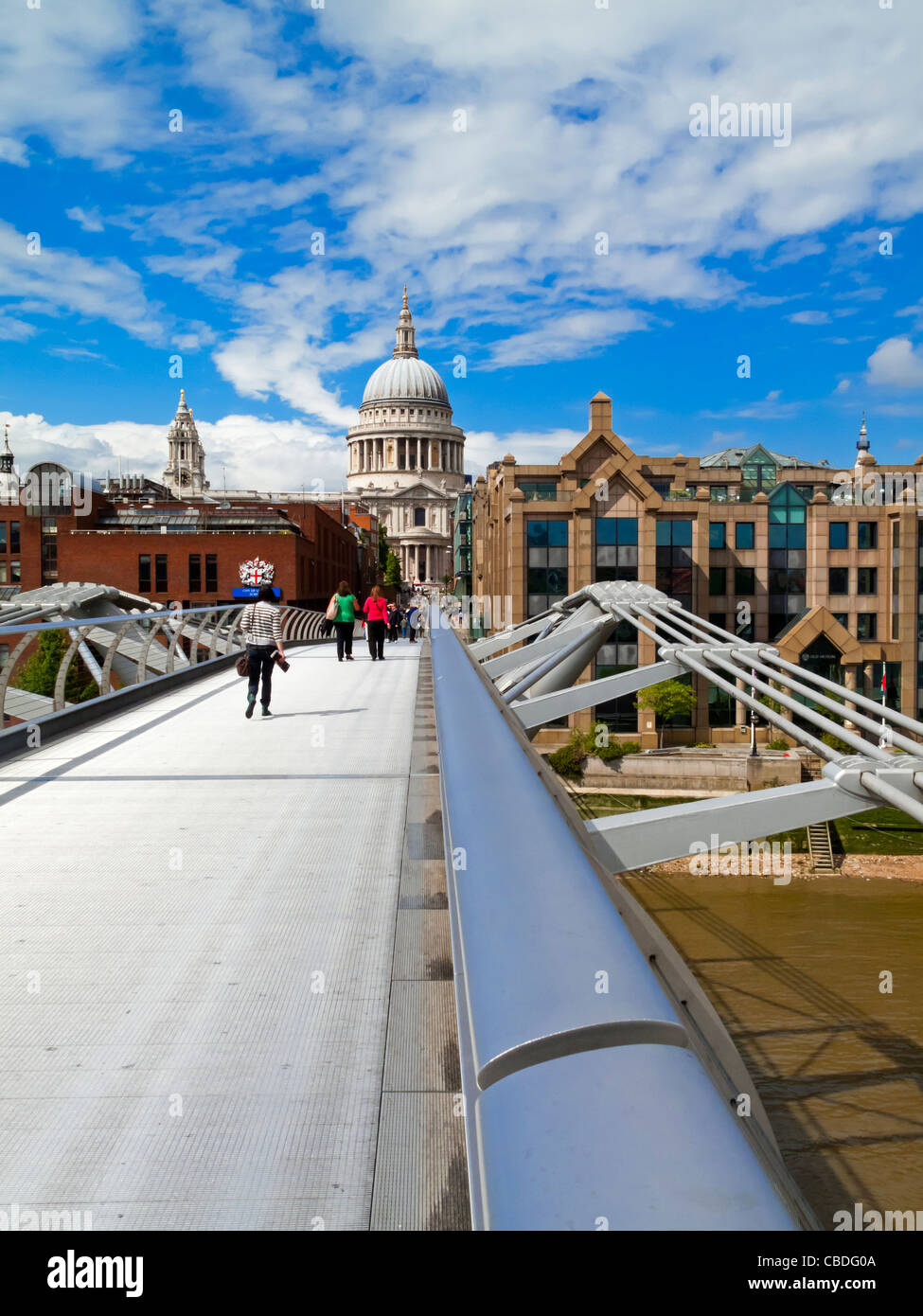 The Millennium Footbridge steel suspension bridge for pedestrians over ...