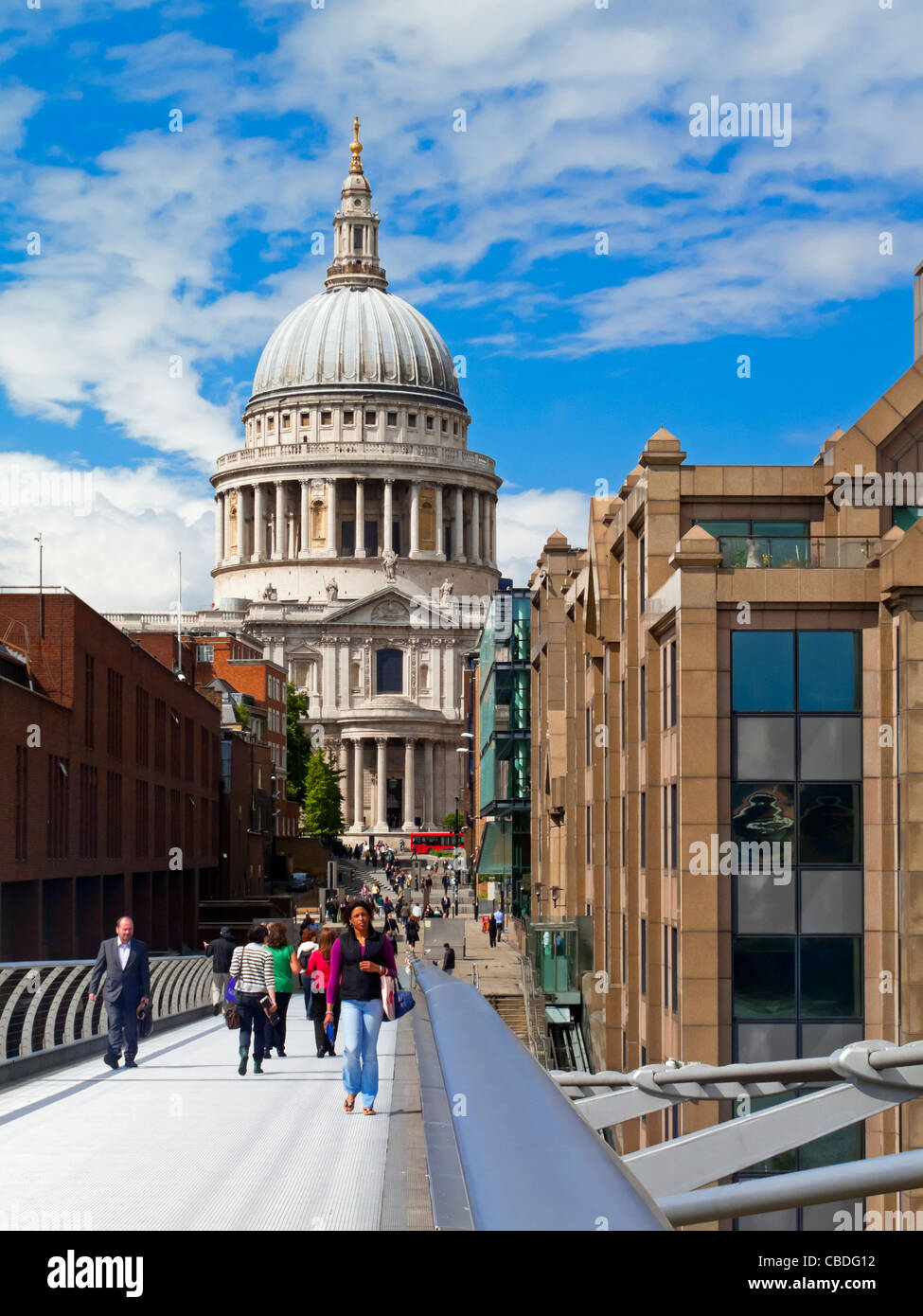 The Millennium Footbridge steel suspension bridge for pedestrians over ...