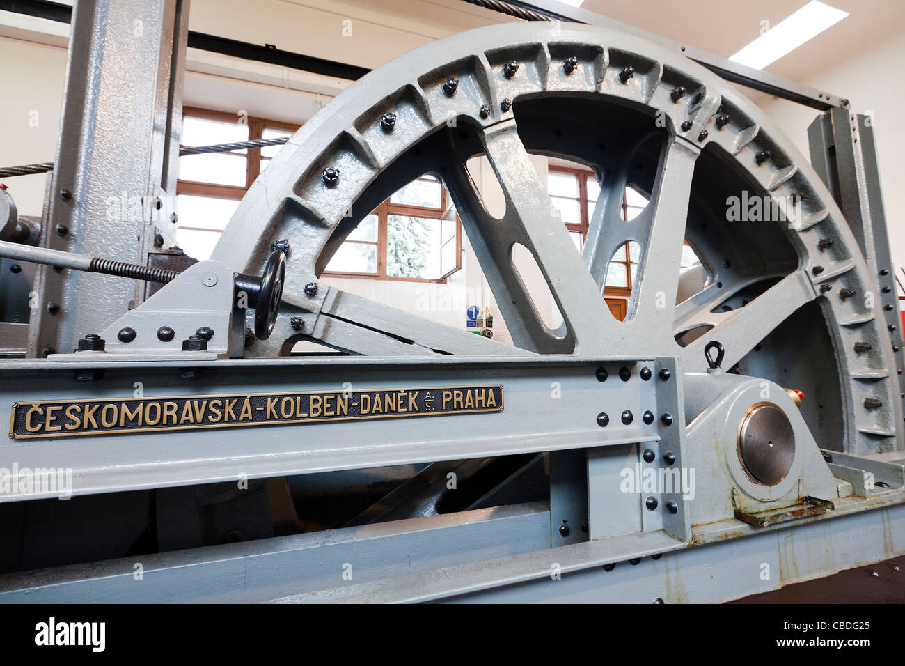 The engine room of the Petrin funicular, famous Prague's tourist ...
