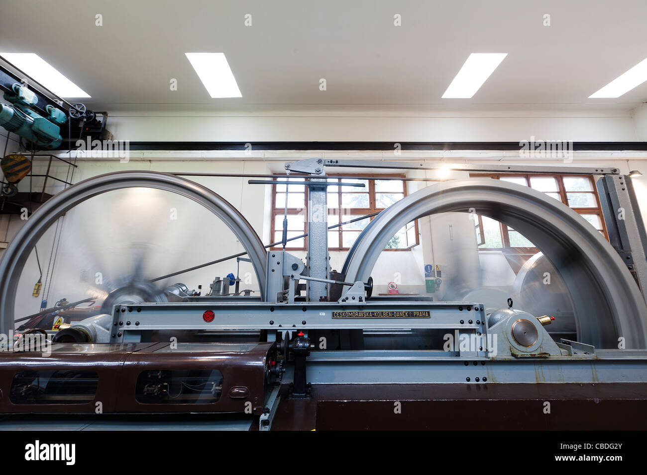 The engine room of the Petrin funicular, famous Prague's tourist ...