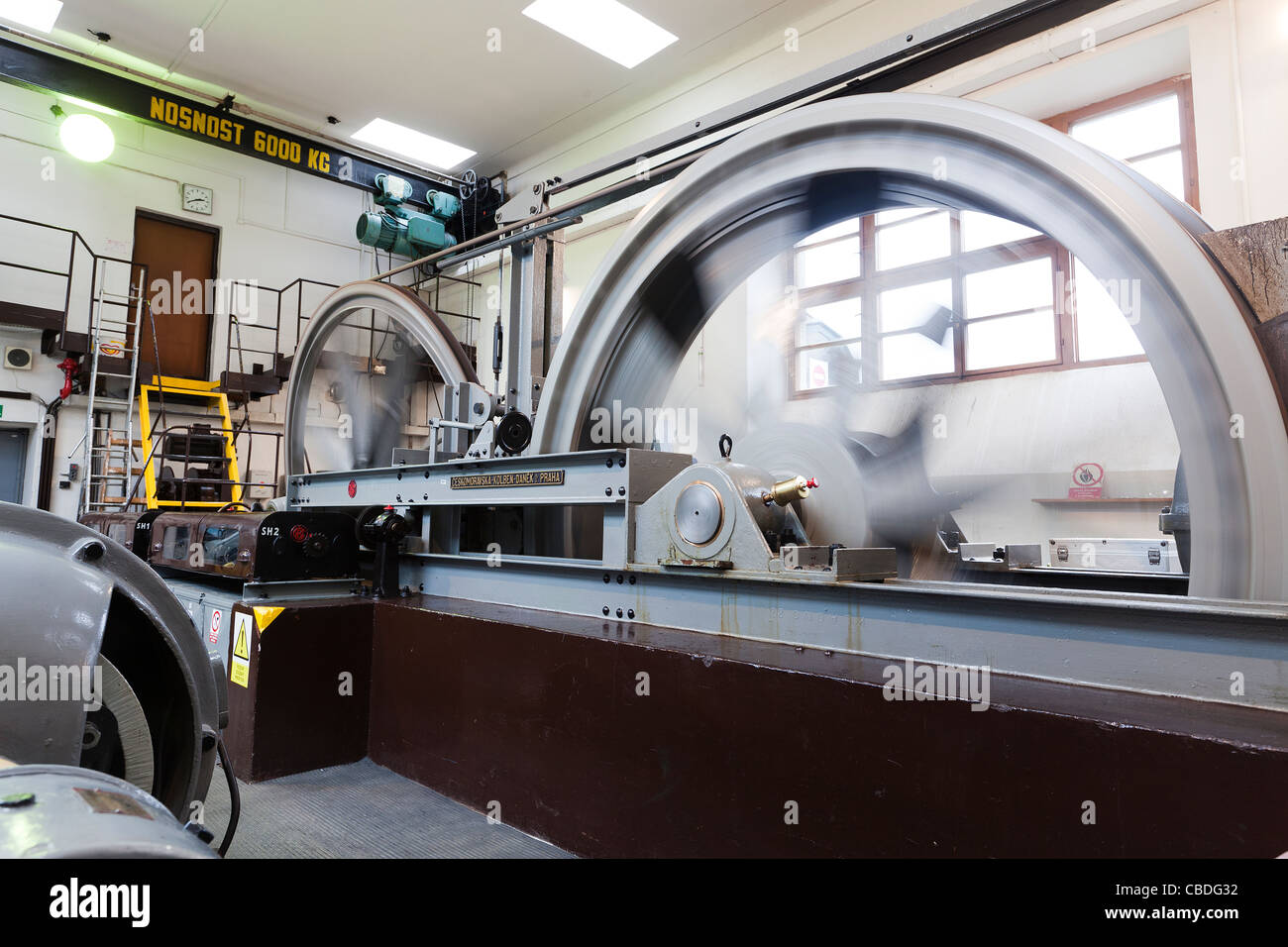 The engine room of the Petrin funicular, famous Prague's tourist ...