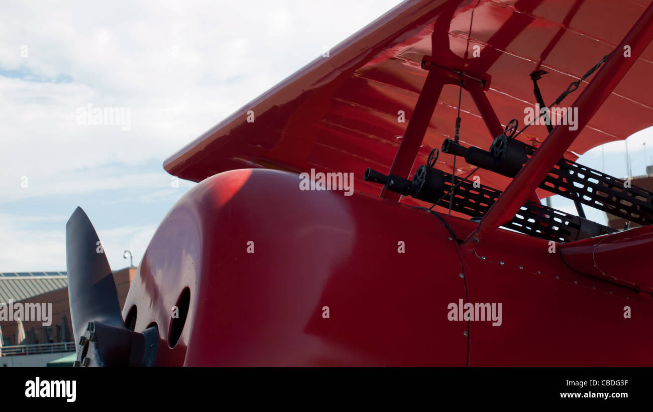 Old red biplane at the Rocky Mountain Airshow in Broomfield, Colorado ...