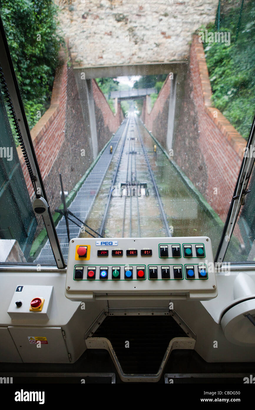 The Petrin funicular, famous Prague's tourist attraction, Czech ...