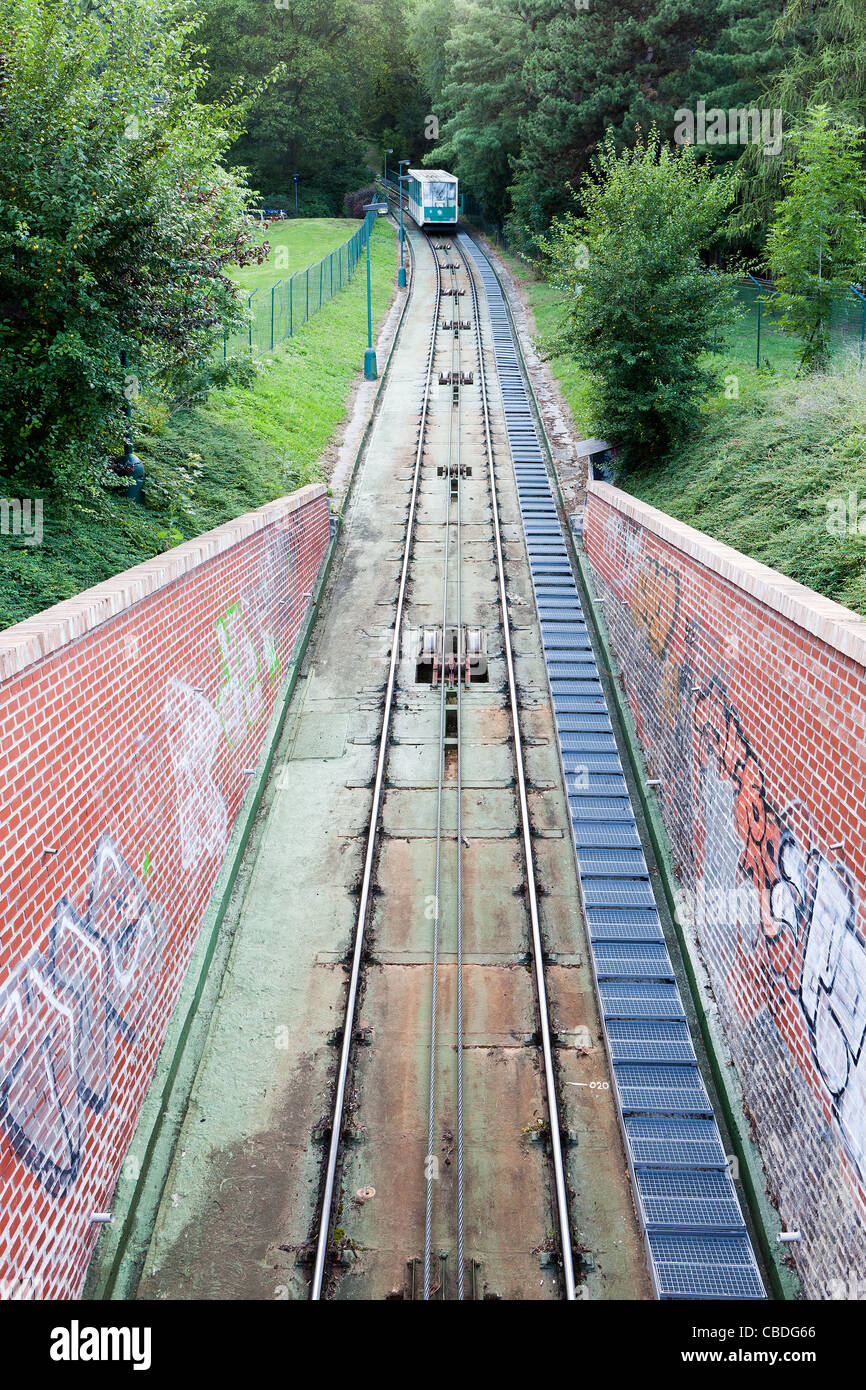 The Petrin funicular, famous Prague's tourist attraction, Czech ...
