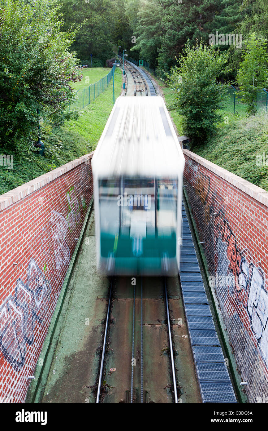 The Petrin funicular, famous Prague's tourist attraction, Czech ...