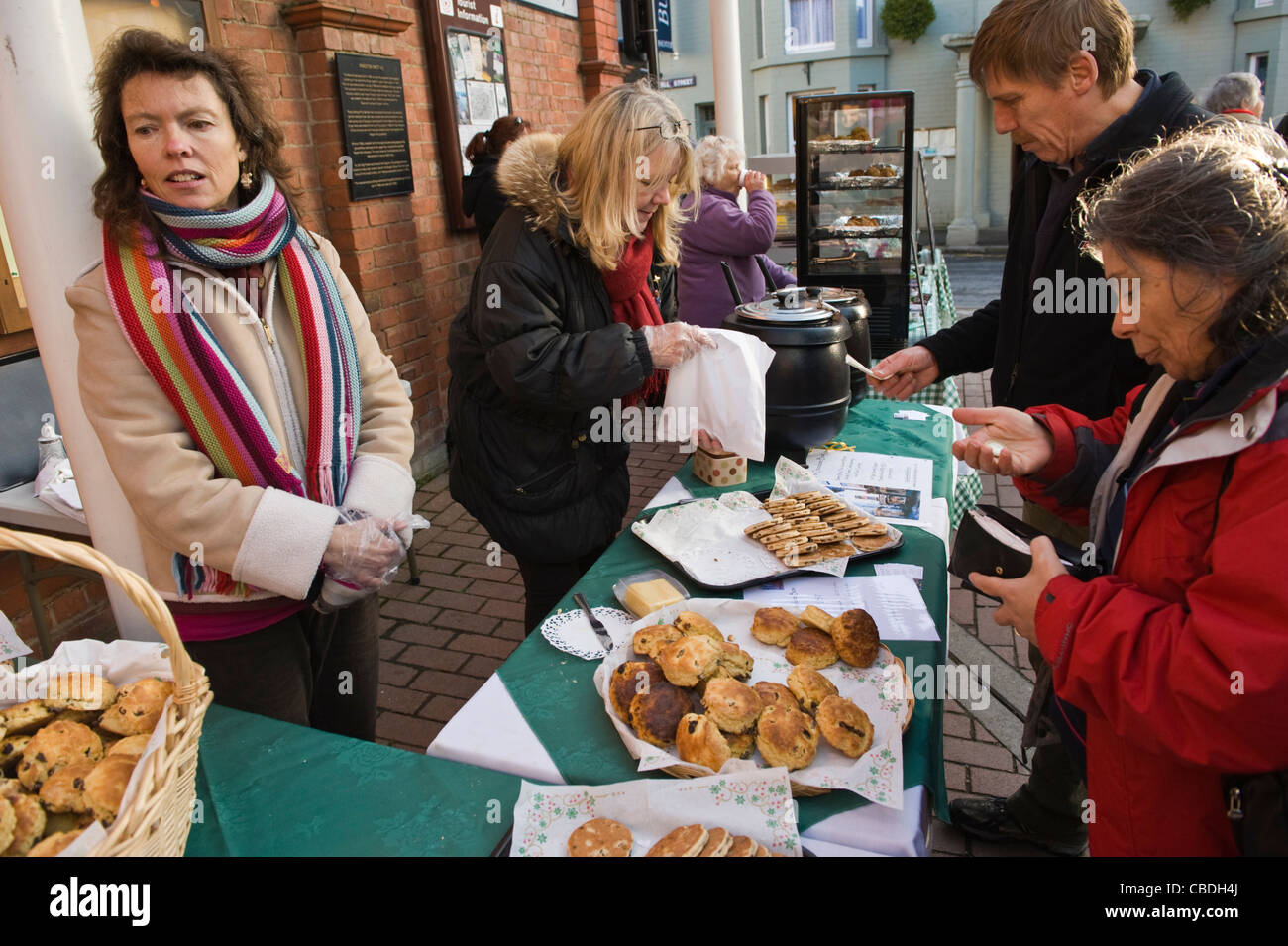 Stall selling homemade Welsh cakes and scones at Kington Food Festival ...