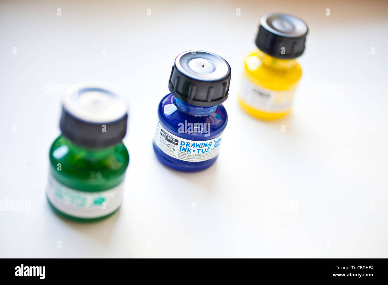 Color, colored ink, flask, bottle Stock Photo - Alamy