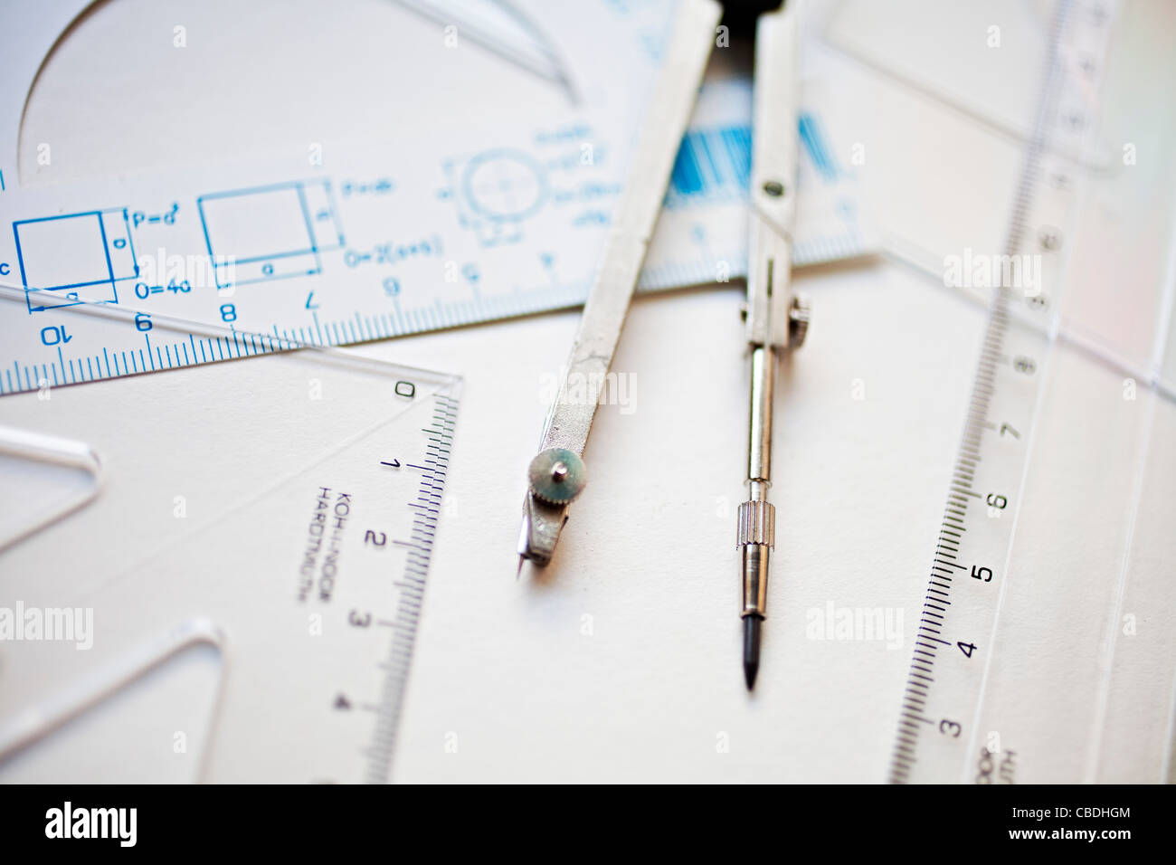 Compass, compasses, rule, ruler, triangle, protractor. Drafting ...