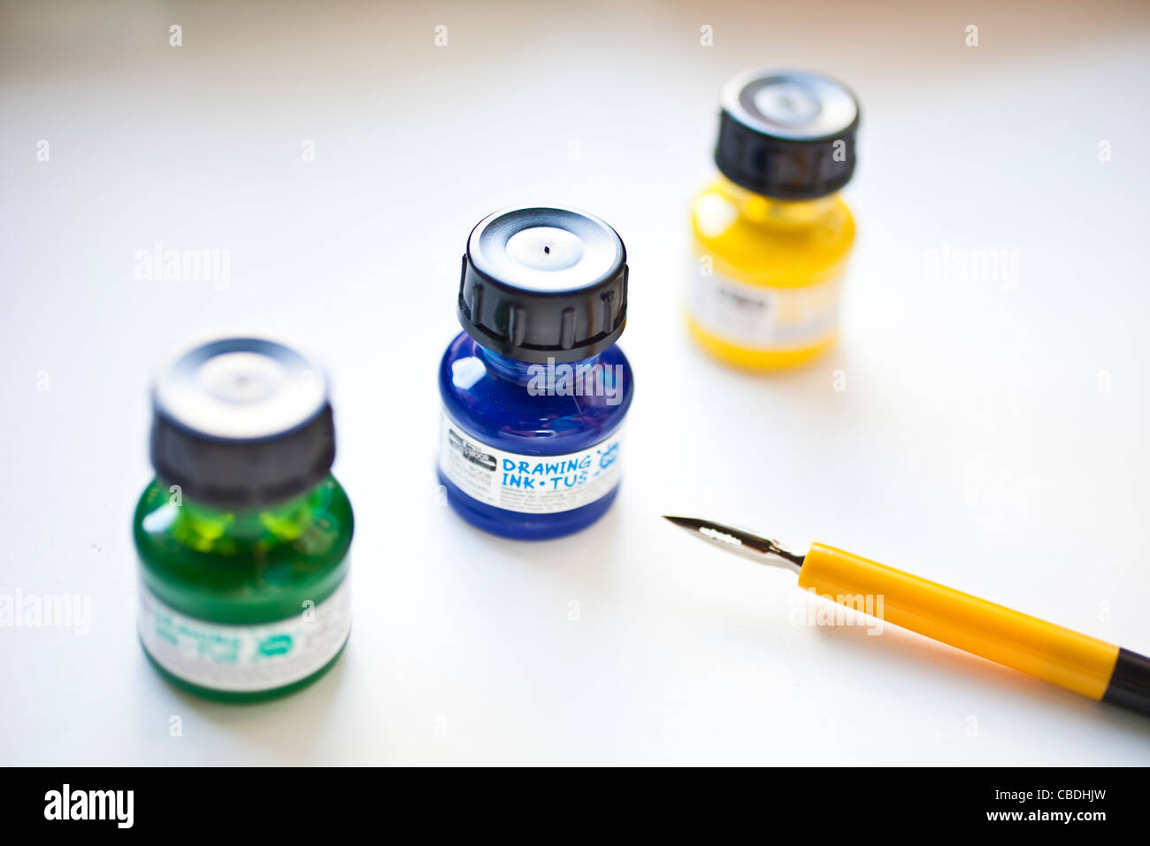 Color, colored ink, flask, bottle Stock Photo - Alamy