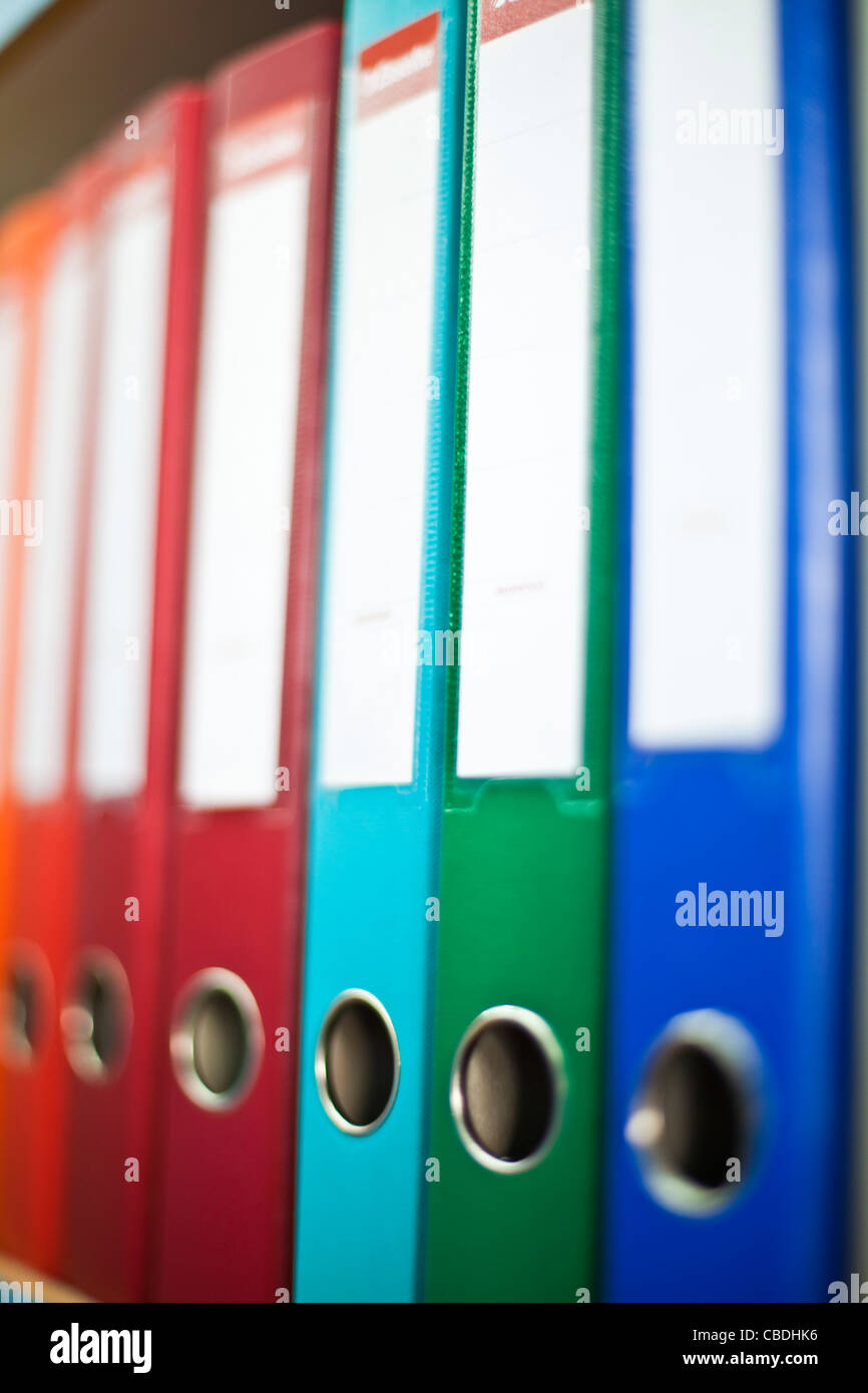 binder, file, folder, row, color, colors, office supplies Stock Photo ...