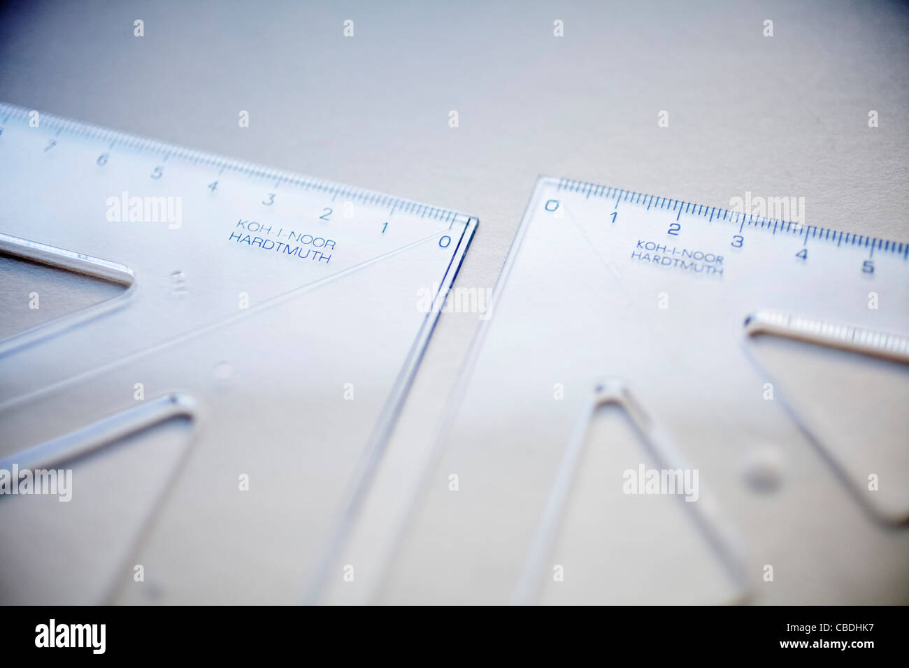 Rule, ruler, triangle. Drafting implements, geometry. Left and right ...